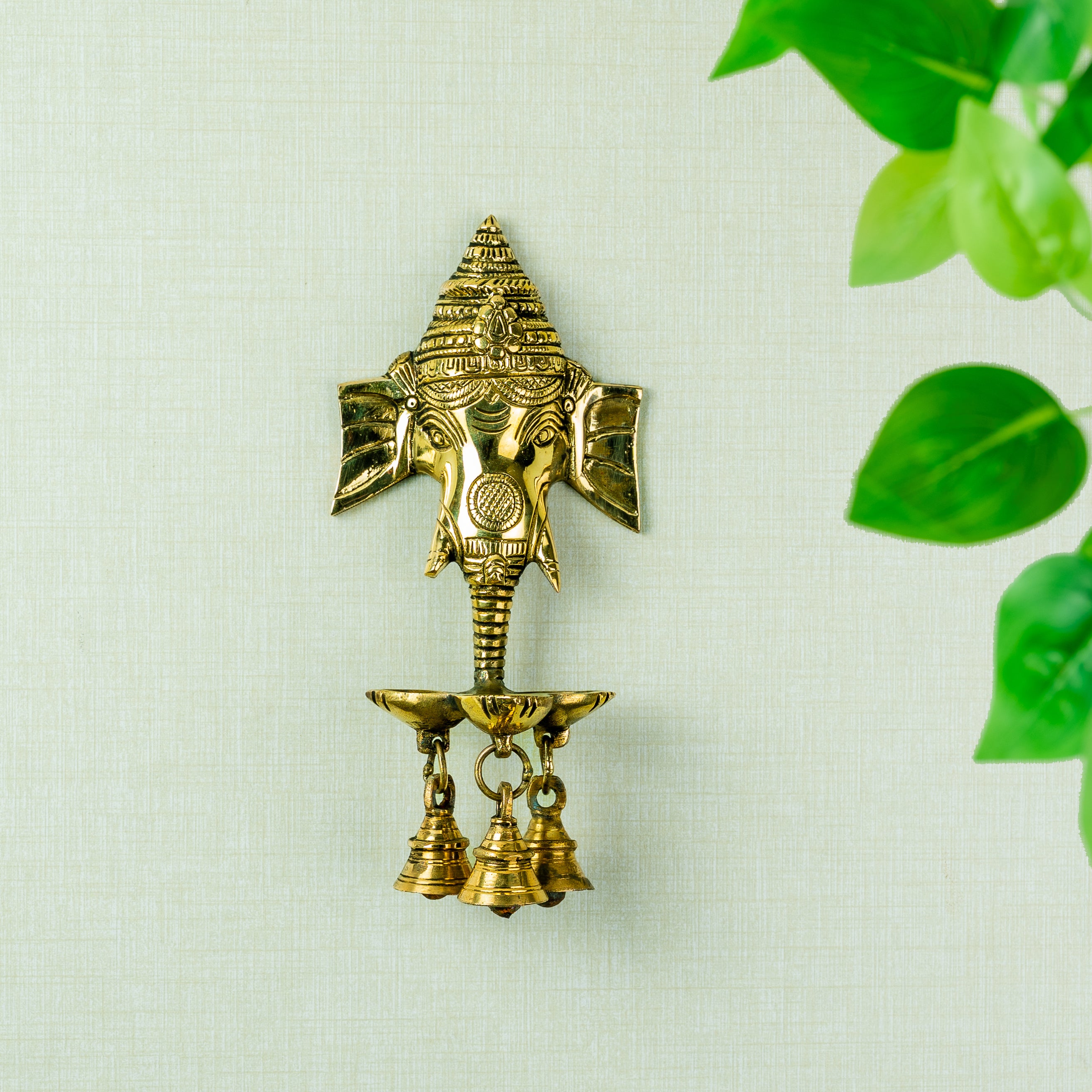 Ganesha with Deepam & Bell Wall Hanging – Kamsthala